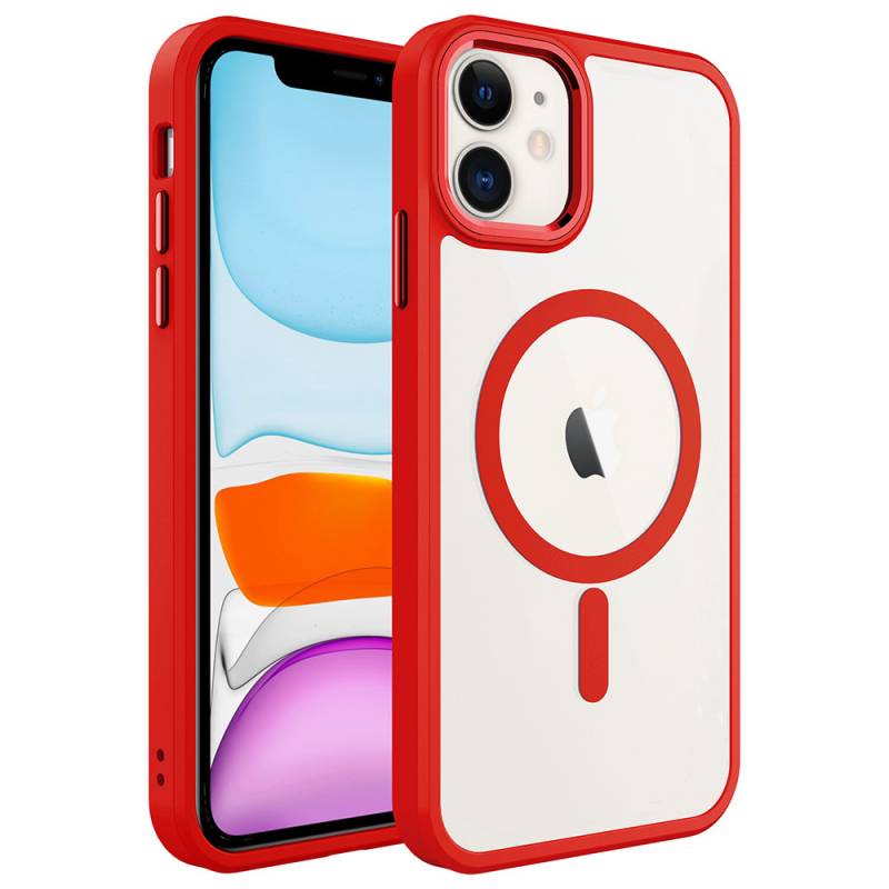 Apple iPhone 11 Kılıf Wireless Şarj Özellikli Zore Krom M-safe Silikon ...