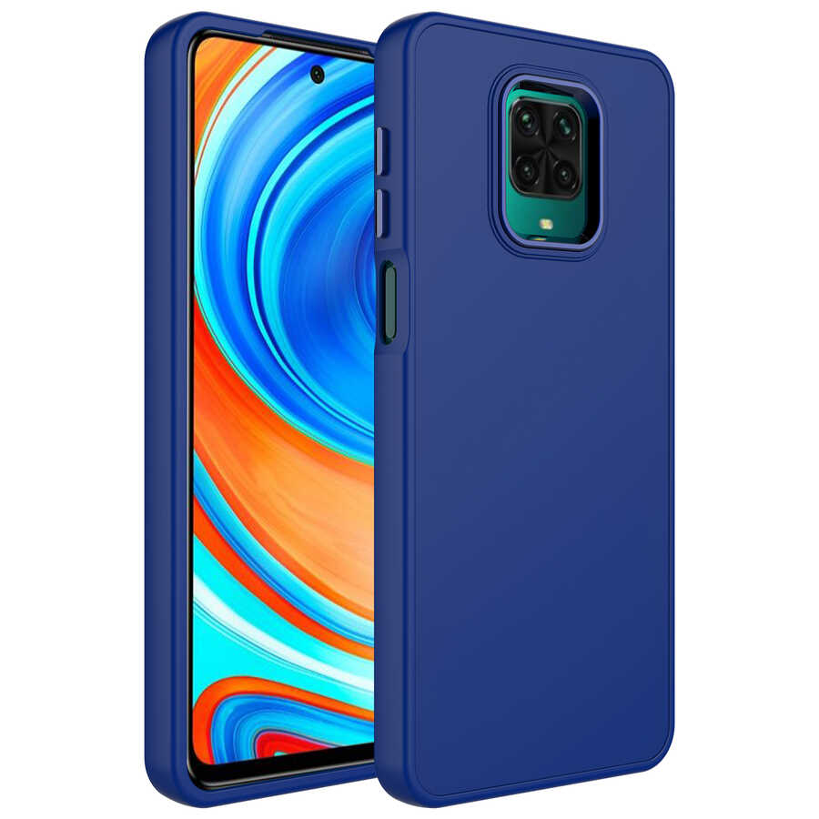 Xiaomi Redmi Note 9S Kılıf Metal Çerçeve ve Buton Tasarımlı Silikon ...