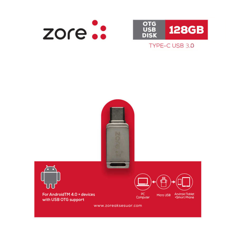 Zore 3.0 Type-C Metal OTG 128 GB OTG Zore