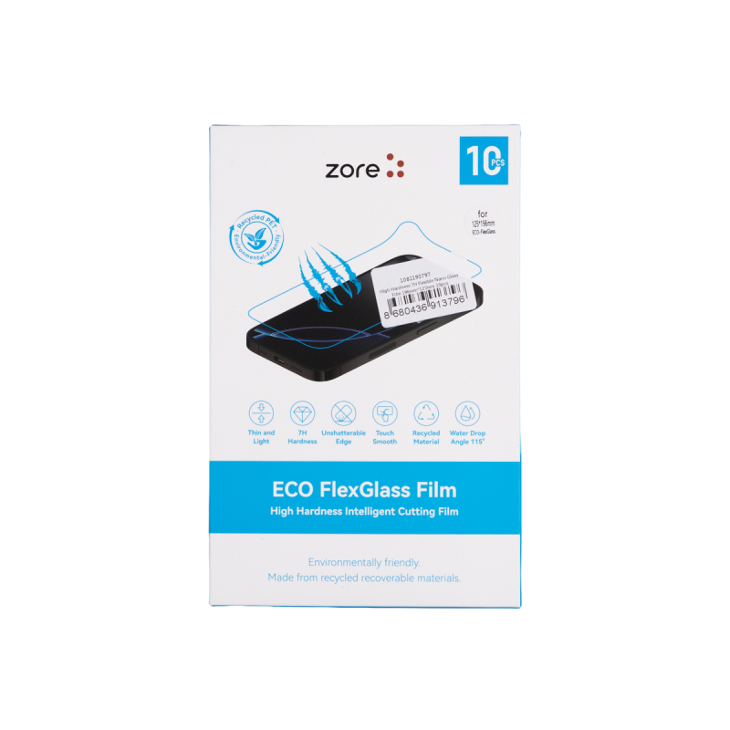 Zore High Hardness 7H Flexible Nano Glass Film 196mm x 125mm 10 Adet ...